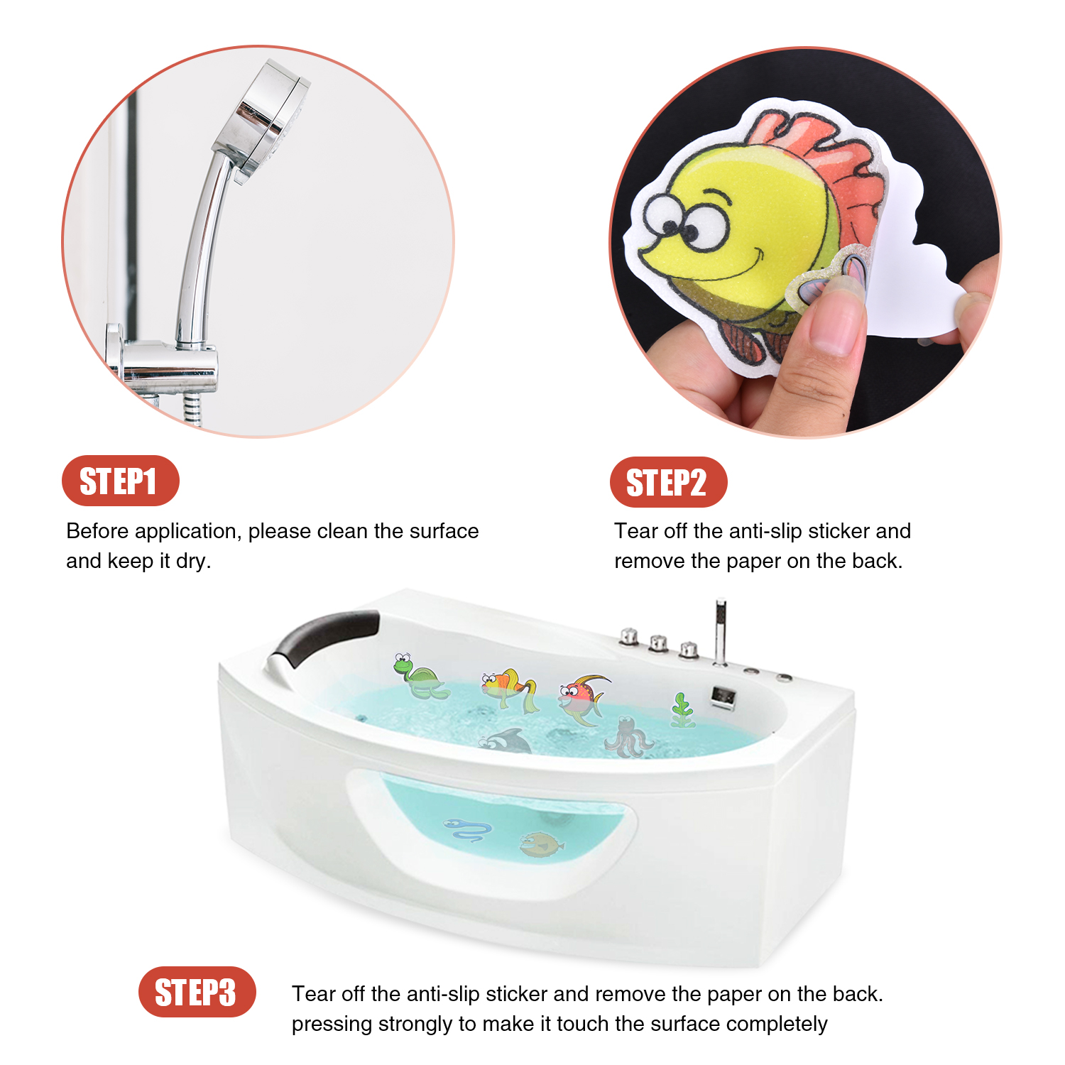 Secopad Non Slip Bathtub Stickers, 31 Large Sea Adhesive Anti Slip ...